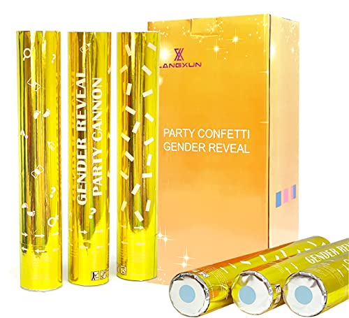 PILIN 6 Packs Gold Confetti Cannon Party Poppers, Ideal for Weddings, Thanksgiving, Christmas, Party Supplies, Birthday Party, Graduation Party