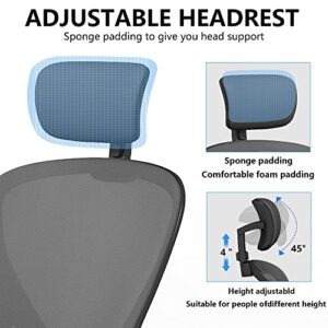 Wayaon Office Chair Ergonomic Desk Chair Home Mesh High Back Chairs Adjustable Lumbar Support and Headrest with Flip-Up Arms, Tilt Function, Wheel 360 Degree Swivel Computer Chair