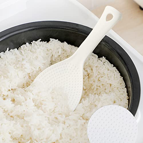 NUTJAM 2 PCS Rice Paddle, Non-Stick Stand-up Rice Spoon, Heat Resistant Serving Rice Spatula Kitchen Gadge (White,2 PCS)