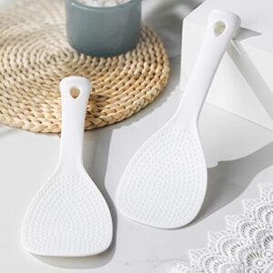 NUTJAM 2 PCS Rice Paddle, Non-Stick Stand-up Rice Spoon, Heat Resistant Serving Rice Spatula Kitchen Gadge (White,2 PCS)