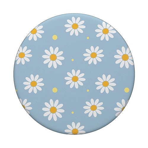 Light Blue Pastel White Daisy Flower Cute Pastel Aesthetic PopSockets Standard PopGrip