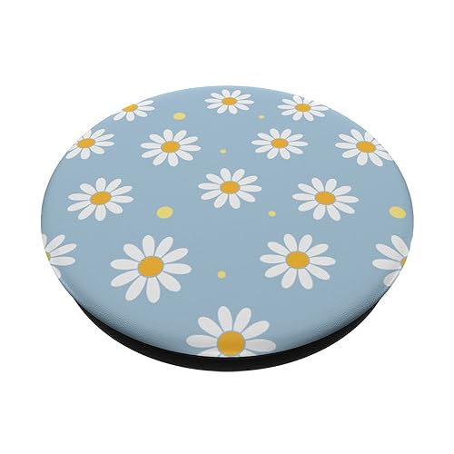 Light Blue Pastel White Daisy Flower Cute Pastel Aesthetic PopSockets Standard PopGrip