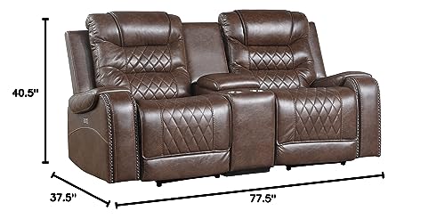 Lexicon Derringer Wall Hugger Power Double Reclining Loveseat, Brown