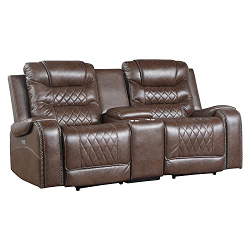 Lexicon Derringer Wall Hugger Power Double Reclining Loveseat, Brown