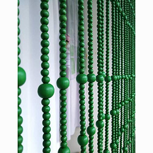 OKUOKA 51 Strands Beaded Door Curtains for Doorways Wood Bead String Curtain for Room Dividers Green Handmade Home Entrance Screen, Multi-Size Customizable (Size : 90x180cm)