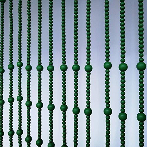 OKUOKA 51 Strands Beaded Door Curtains for Doorways Wood Bead String Curtain for Room Dividers Green Handmade Home Entrance Screen, Multi-Size Customizable (Size : 90x180cm)