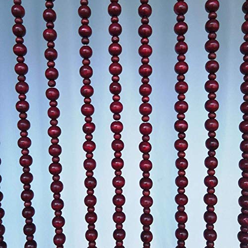 OKUOKA 21/23 Strands Beaded Door Curtains for Doorways Wood Bead String Curtain for Room Dividers Home Entrance Screen Handmade Red Wine, Size Customizable (Size : 23 Strands-60x195cm)