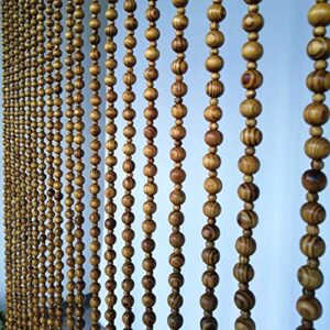 OKUOKA Beaded Door Curtains for Doorways Wood Bead String Curtain for Room Dividers Home Screen Entrance Ornaments Retro Style -27 Strands, Size Customizable (Size : 80x175cm)