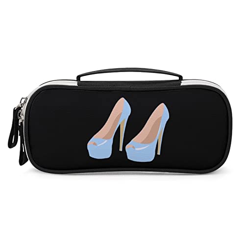 High Heel Printed Pencil Case Bag Stationery Pouch with Handle Portable Makeup Bag Desk Organizer