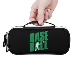 Base Ball Player Printed Pencil Case Bag Stationery Pouch with Handle Portable Makeup Bag Desk Organizer