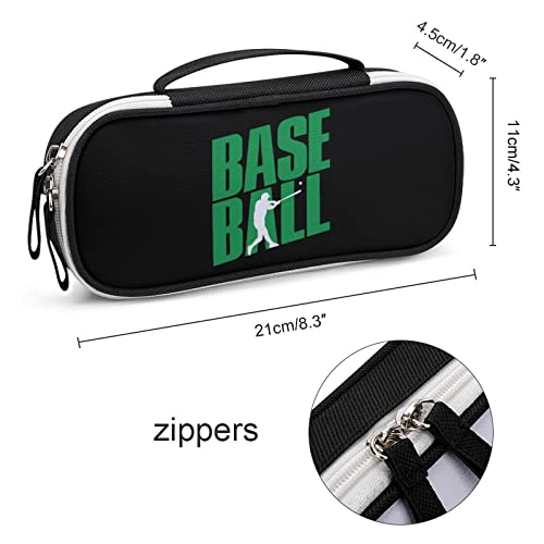 Base Ball Player Printed Pencil Case Bag Stationery Pouch with Handle Portable Makeup Bag Desk Organizer