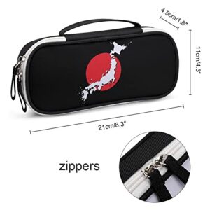 Japan Flag Map Printed Pencil Case Bag Stationery Pouch with Handle Portable Makeup Bag Desk Organizer