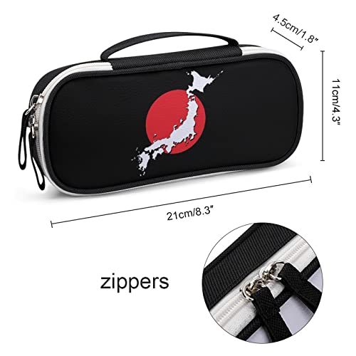 Japan Flag Map Printed Pencil Case Bag Stationery Pouch with Handle Portable Makeup Bag Desk Organizer