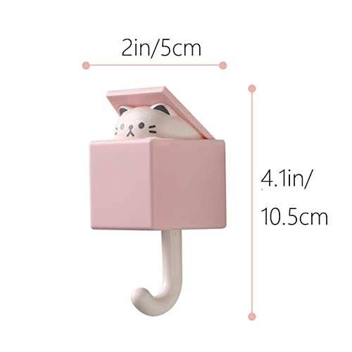 DONGJINGO Hidden Cat Wall Hanging Hook Seamless,Fun Adhesive Kids Wall Hooks, Utility Cat Hook for Wall Hanging Decorations (6pcs)