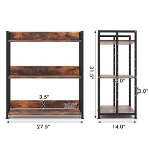 Tangkula Bookshelf, 3 Tier Industrial Book Shelf with Adjustable Shelves and Metal Frame, DIY 3 Shelf Bookcase and Bookshelves, Freestanding Storage Shelf for Living Room Home Office, Rustic Brown