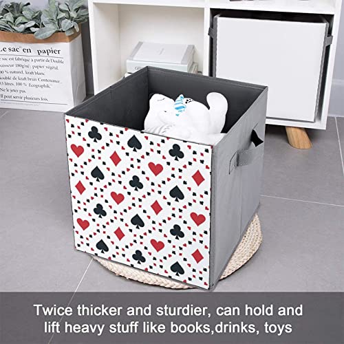 Poker Pattern Collapsible Storage Bins Basics Folding Fabric Storage Cubes Organizer Boxes with Handles