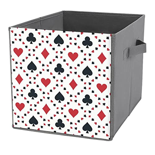 Poker Pattern Collapsible Storage Bins Basics Folding Fabric Storage Cubes Organizer Boxes with Handles