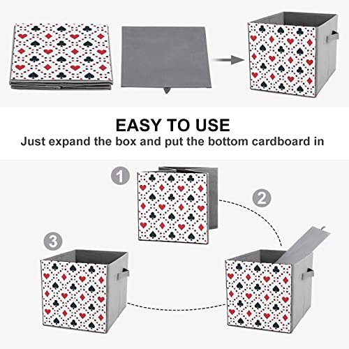 Poker Pattern Collapsible Storage Bins Basics Folding Fabric Storage Cubes Organizer Boxes with Handles