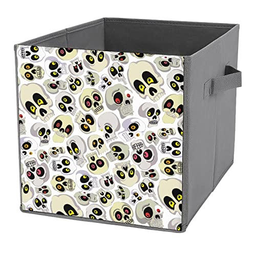 Skull Pattern Collapsible Storage Bins Basics Folding Fabric Storage Cubes Organizer Boxes with Handles