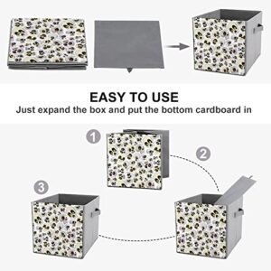 Skull Pattern Collapsible Storage Bins Basics Folding Fabric Storage Cubes Organizer Boxes with Handles