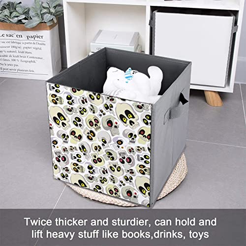 Skull Pattern Collapsible Storage Bins Basics Folding Fabric Storage Cubes Organizer Boxes with Handles