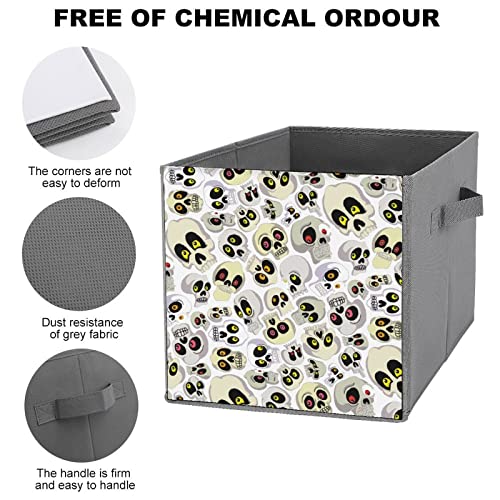 Skull Pattern Collapsible Storage Bins Basics Folding Fabric Storage Cubes Organizer Boxes with Handles