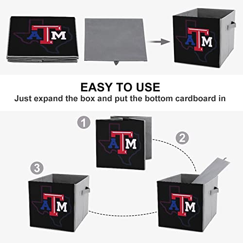 Texas ATM Map Collapsible Storage Bins Basics Folding Fabric Storage Cubes Organizer Boxes with Handles