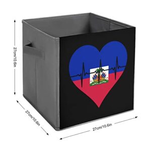 Love Haiti Heartbeat Collapsible Storage Bins Basics Folding Fabric Storage Cubes Organizer Boxes with Handles