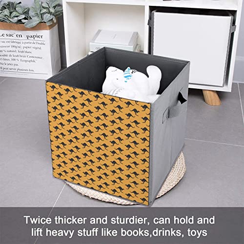 Kangaroo Pattern Collapsible Storage Bins Basics Folding Fabric Storage Cubes Organizer Boxes with Handles