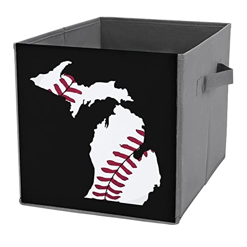 Mochigan Map Baseball Collapsible Storage Bins Basics Folding Fabric Storage Cubes Organizer Boxes with Handles