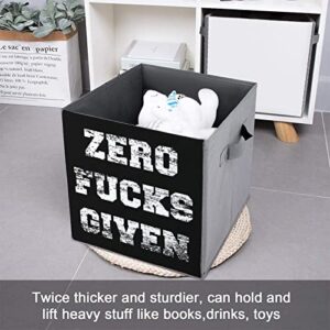 Zero Fucks Given Collapsible Storage Bins Basics Folding Fabric Storage Cubes Organizer Boxes with Handles