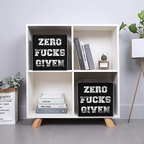 Zero Fucks Given Collapsible Storage Bins Basics Folding Fabric Storage Cubes Organizer Boxes with Handles