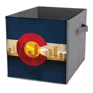 colorado state flag collapsible storage bins basics folding fabric storage cubes organizer boxes with handles