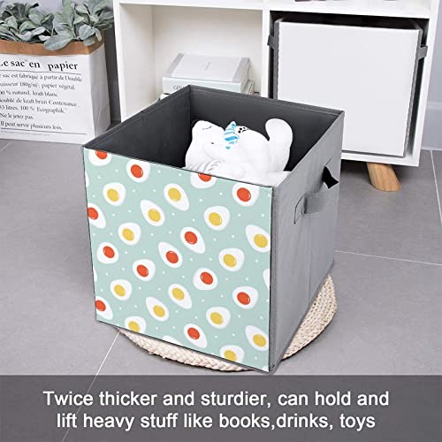 Boiled Eggs Collapsible Storage Bins Basics Folding Fabric Storage Cubes Organizer Boxes with Handles