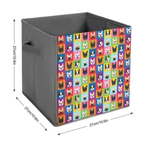 French Bulldog Faces Collapsible Storage Bins Basics Folding Fabric Storage Cubes Organizer Boxes with Handles