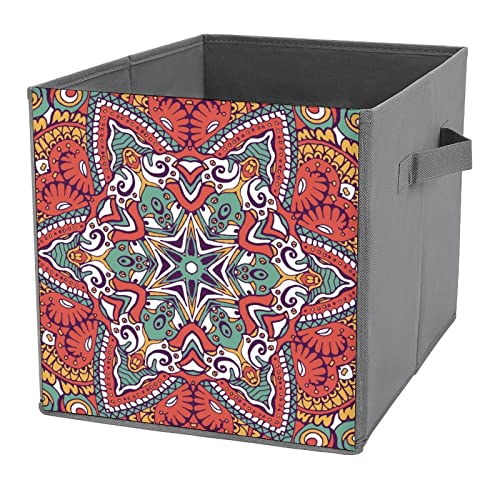 Beautiful Bohemian Style Collapsible Storage Bins Basics Folding Fabric Storage Cubes Organizer Boxes with Handles