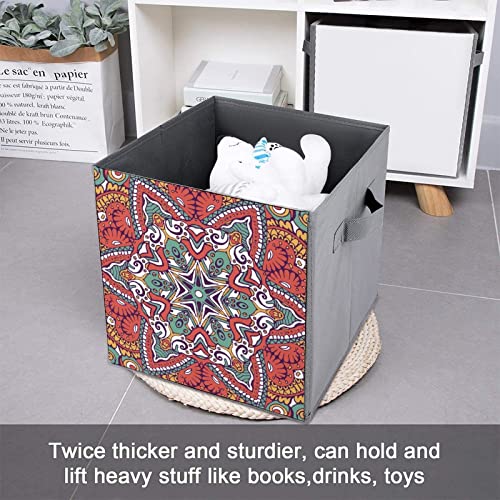 Beautiful Bohemian Style Collapsible Storage Bins Basics Folding Fabric Storage Cubes Organizer Boxes with Handles