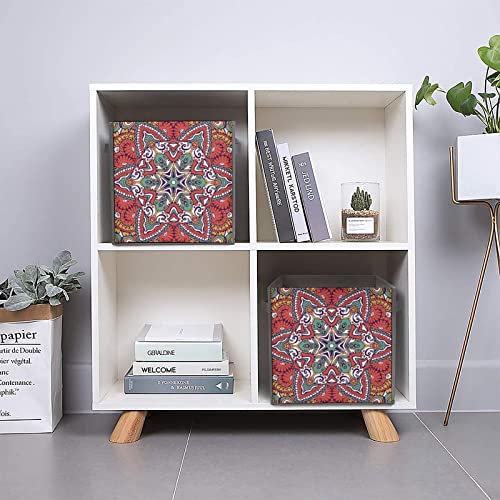 Beautiful Bohemian Style Collapsible Storage Bins Basics Folding Fabric Storage Cubes Organizer Boxes with Handles