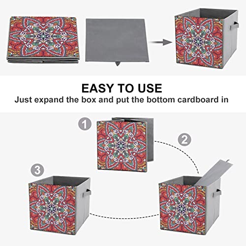 Beautiful Bohemian Style Collapsible Storage Bins Basics Folding Fabric Storage Cubes Organizer Boxes with Handles