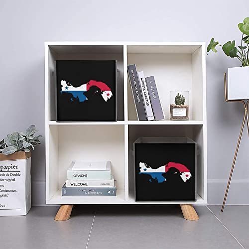 Panama Map Flag Collapsible Storage Bins Basics Folding Fabric Storage Cubes Organizer Boxes with Handles