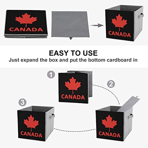 Canada Flag Maple Collapsible Storage Bins Basics Folding Fabric Storage Cubes Organizer Boxes with Handles