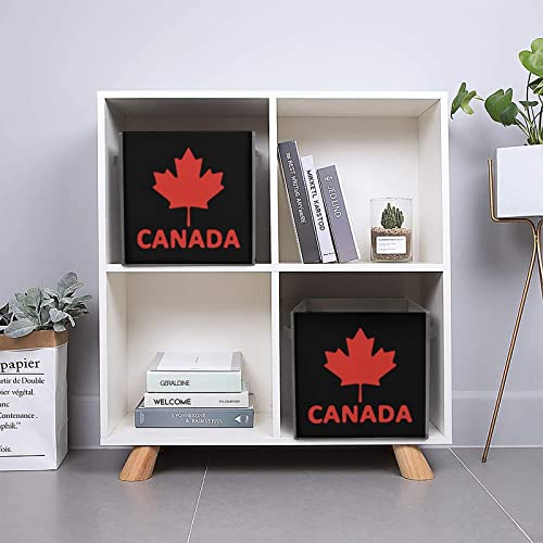 Canada Flag Maple Collapsible Storage Bins Basics Folding Fabric Storage Cubes Organizer Boxes with Handles