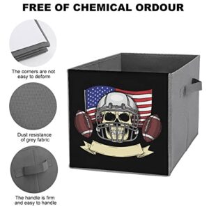 Color Skull USA Football Collapsible Storage Bins Basics Folding Fabric Storage Cubes Organizer Boxes with Handles