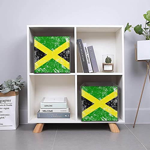 Jamaican Retro Flag Collapsible Storage Bins Basics Folding Fabric Storage Cubes Organizer Boxes with Handles