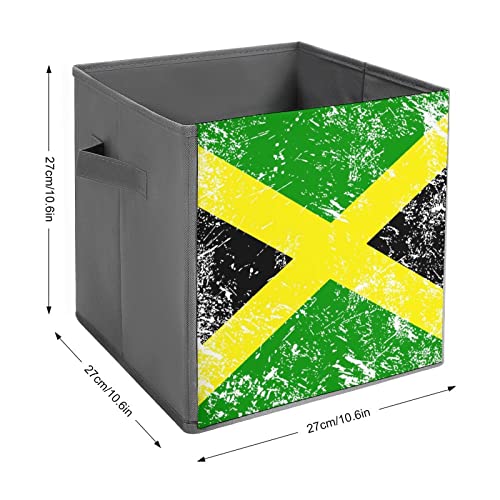 Jamaican Retro Flag Collapsible Storage Bins Basics Folding Fabric Storage Cubes Organizer Boxes with Handles