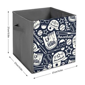 Baseball Collapsible Storage Bins Basics Folding Fabric Storage Cubes Organizer Boxes with Handles