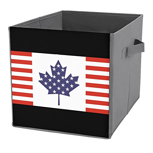 American Canadian Flag Collapsible Storage Bins Basics Folding Fabric Storage Cubes Organizer Boxes with Handles