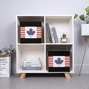 American Canadian Flag Collapsible Storage Bins Basics Folding Fabric Storage Cubes Organizer Boxes with Handles