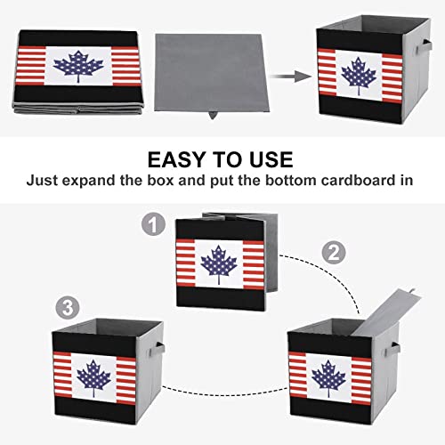 American Canadian Flag Collapsible Storage Bins Basics Folding Fabric Storage Cubes Organizer Boxes with Handles