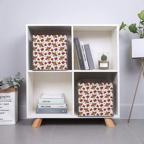 Mexico Candy Skull Rose Collapsible Storage Bins Basics Folding Fabric Storage Cubes Organizer Boxes with Handles